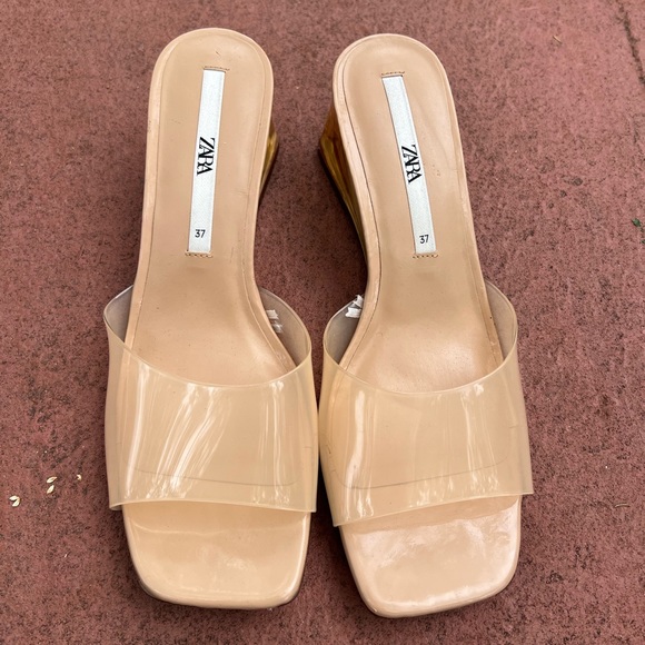 Zara | Shoes | Zara Slides With Clear Strap | Poshmark